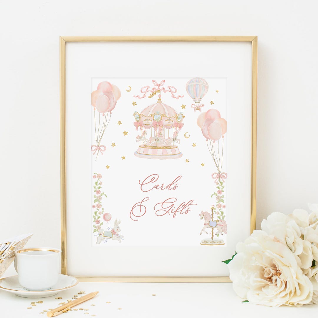 Editable Carousel Party Sign, Customizable Table Sign Template, Baby ...