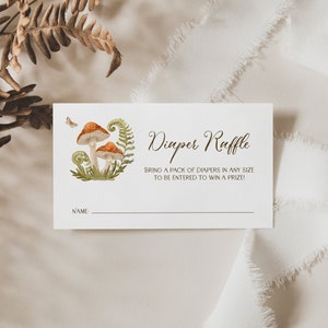 Red Mushroom Diaper Raffle Ticket, Forest Baby Shower Invitation Insert ...