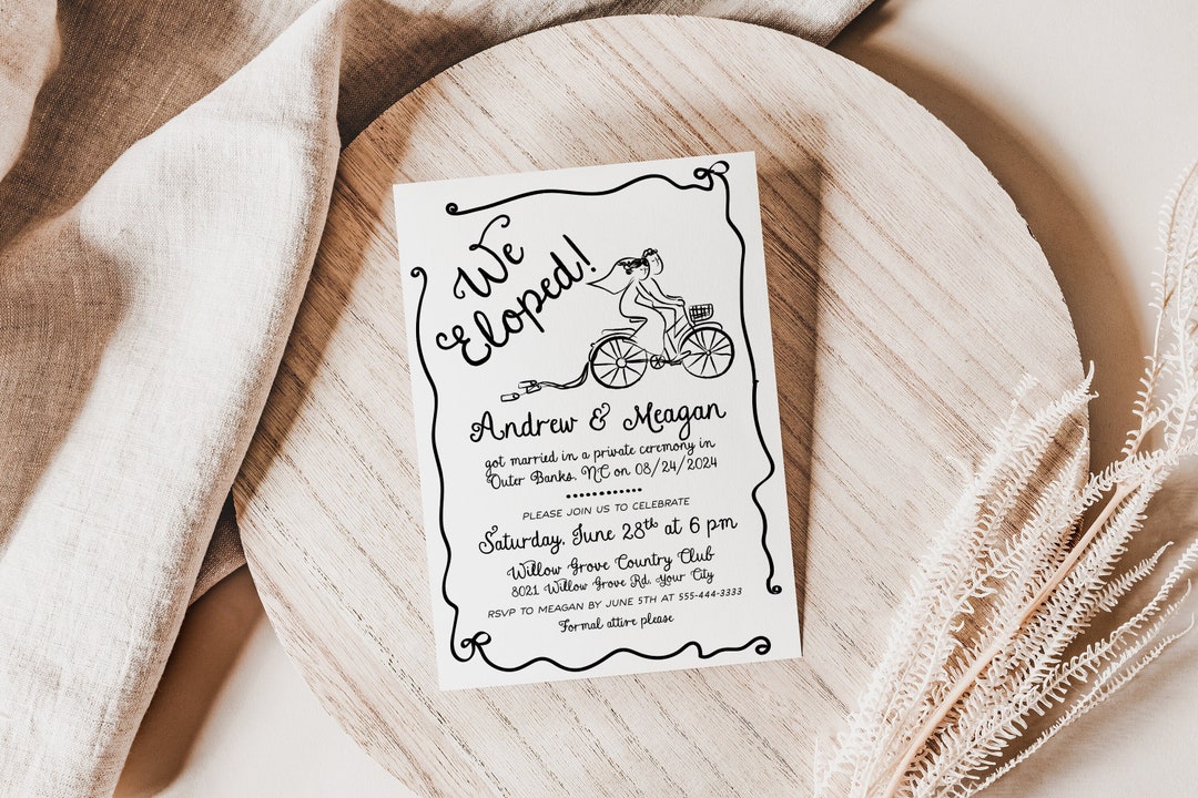 Hand Drawn We Eloped Announcement, Scribble Elopement Reception ...