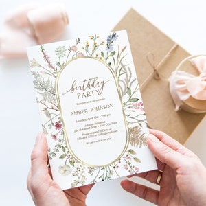 Pastel Wildflower Birthday Party Invitation, Spring Floral Birthday ...