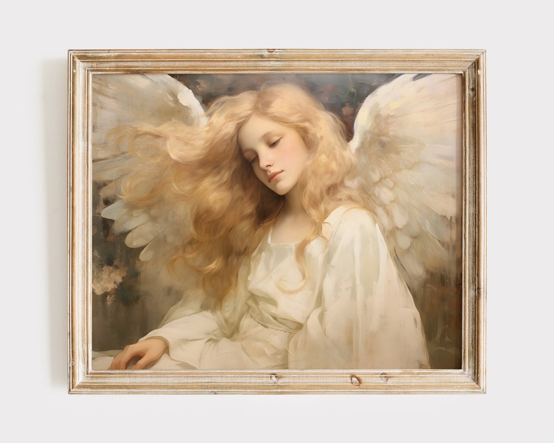 Angel Painting, Guardian Angel Art Print, Religious Wall Art, Christian ...