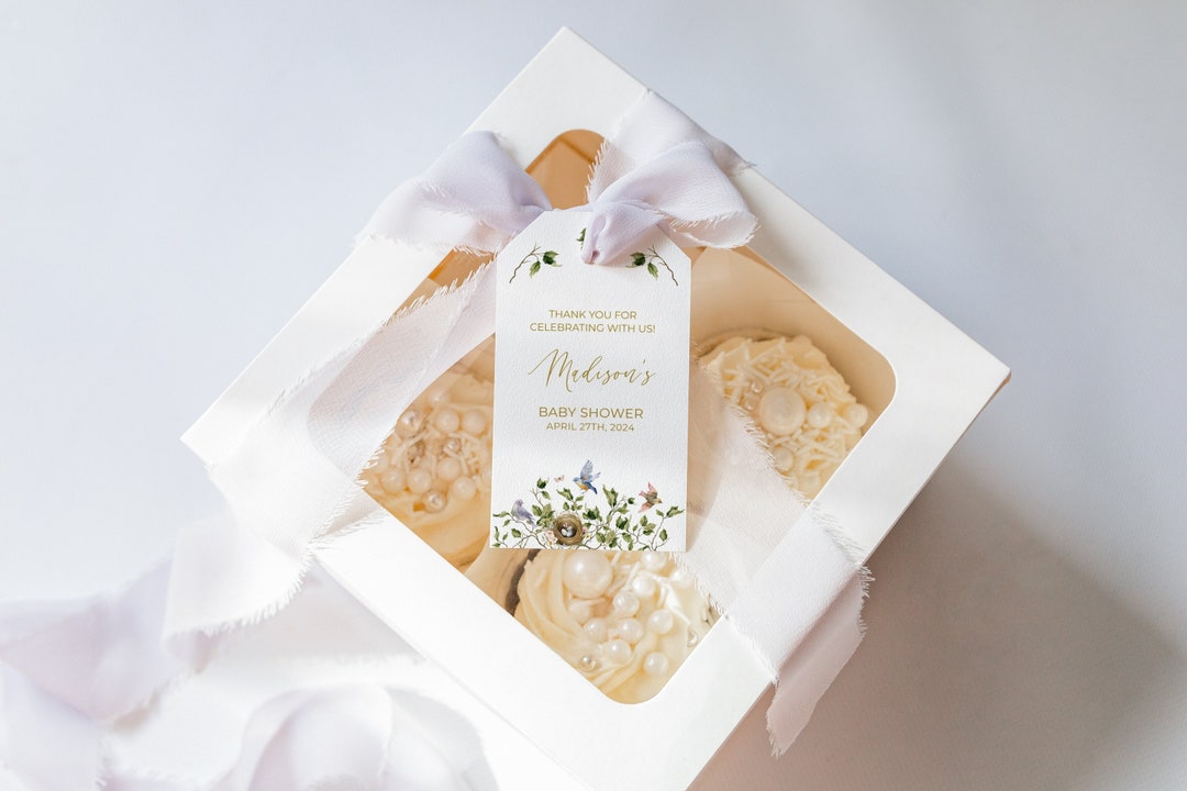 Bird's Nest Favor Tag, 3.5x2, Little Birdie Baby Shower Thank You Tag ...