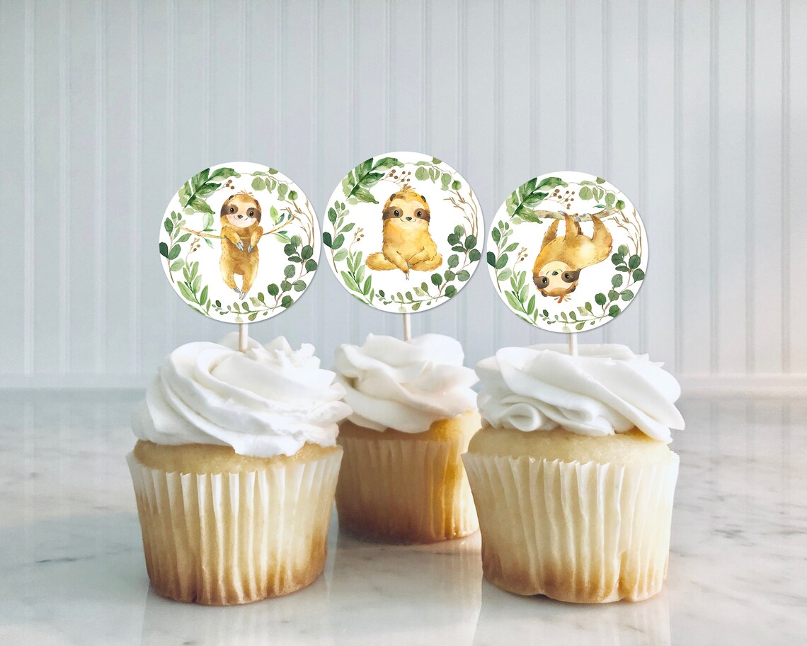 Sloth Cupcake Toppers Printable Boy Birthday Party - Etsy