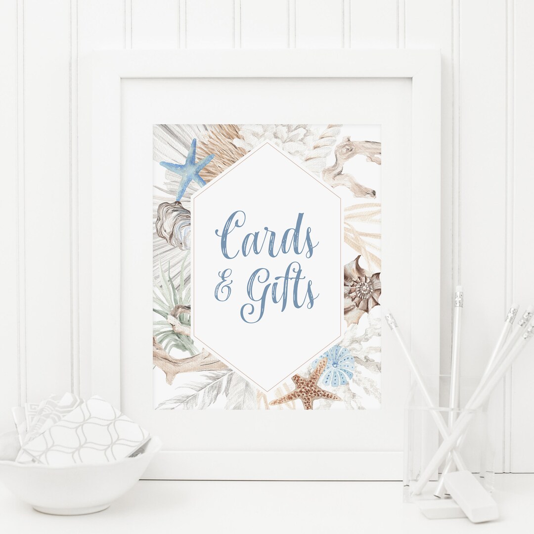Beach Cards and Gifts Sign, Instant Download, Gift Table Sign, Boho ...