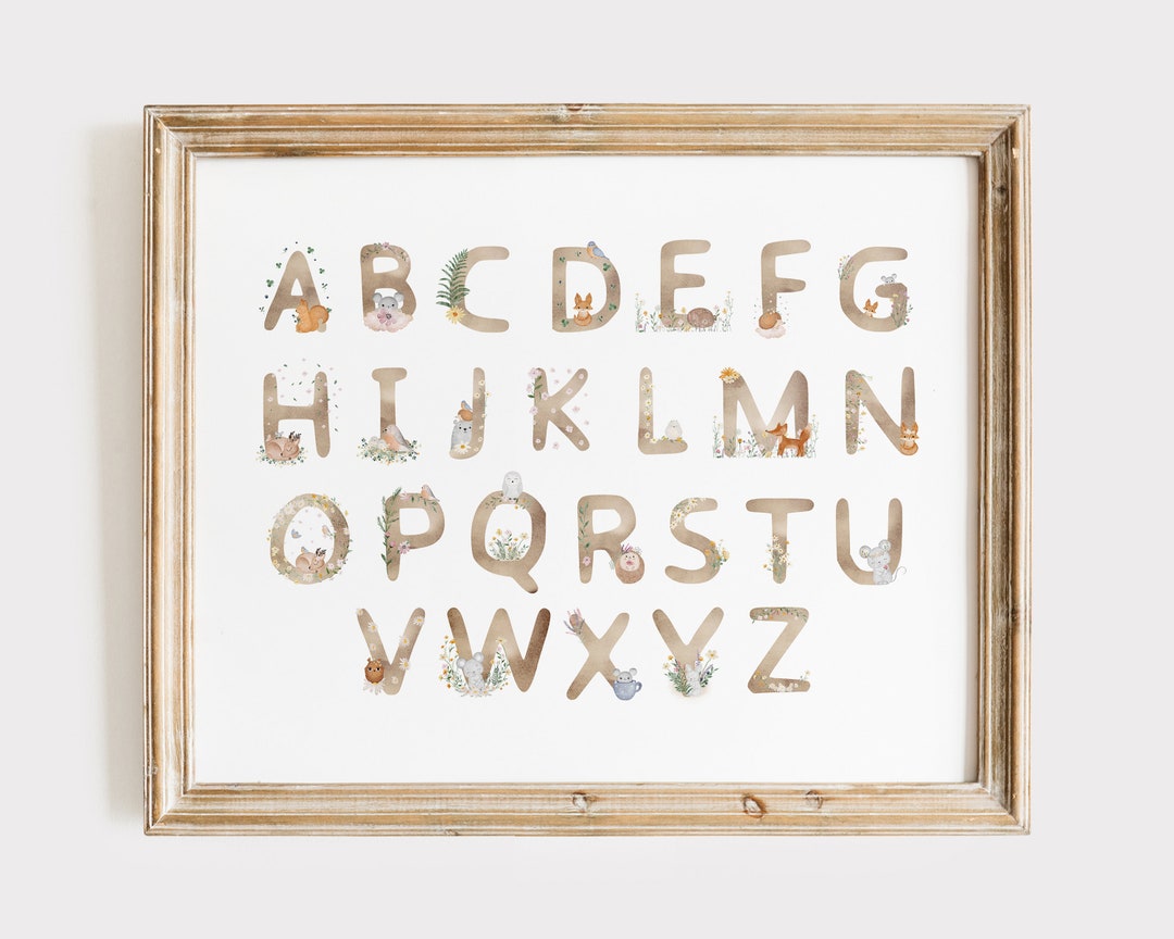 Woodland Alphabet Art Print, Abc's Nursery Wall Art, Forest Animals ...