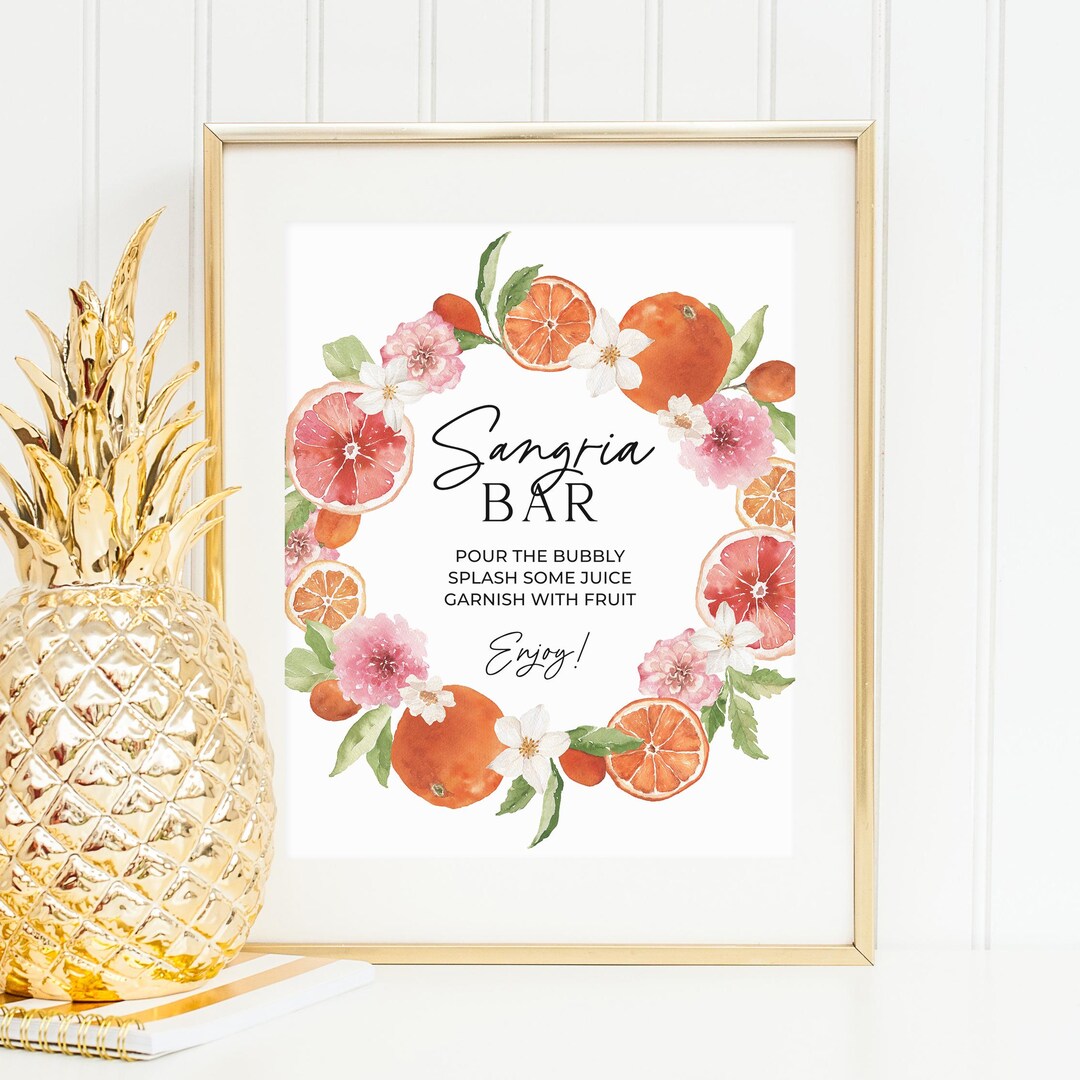 Citrus Sangria Bar Sign, Instant Download, Summer Fruit Cocktail Sign ...