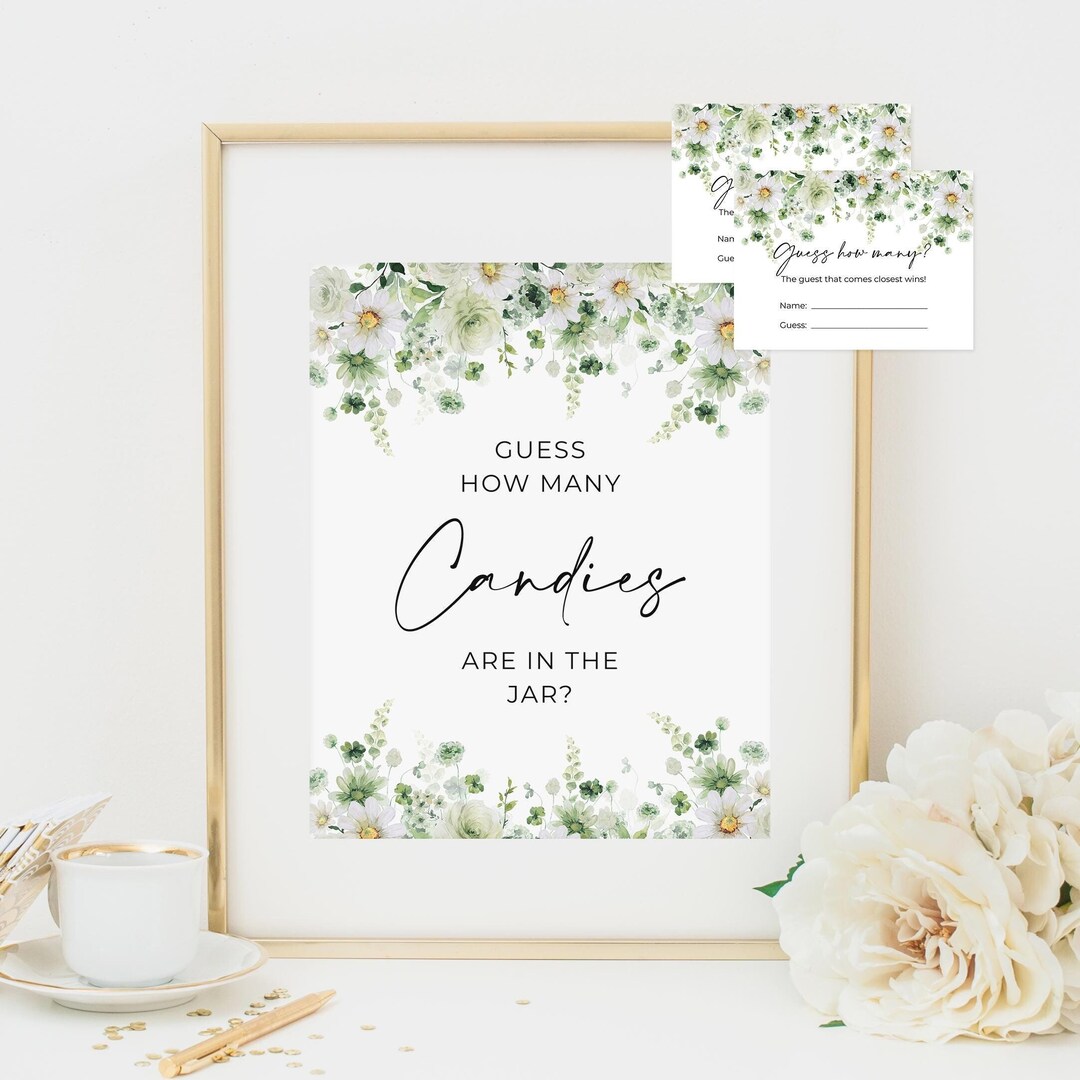 Editable How Many Candies Are in the Jar Game Sign and Pieces, Shamrock ...