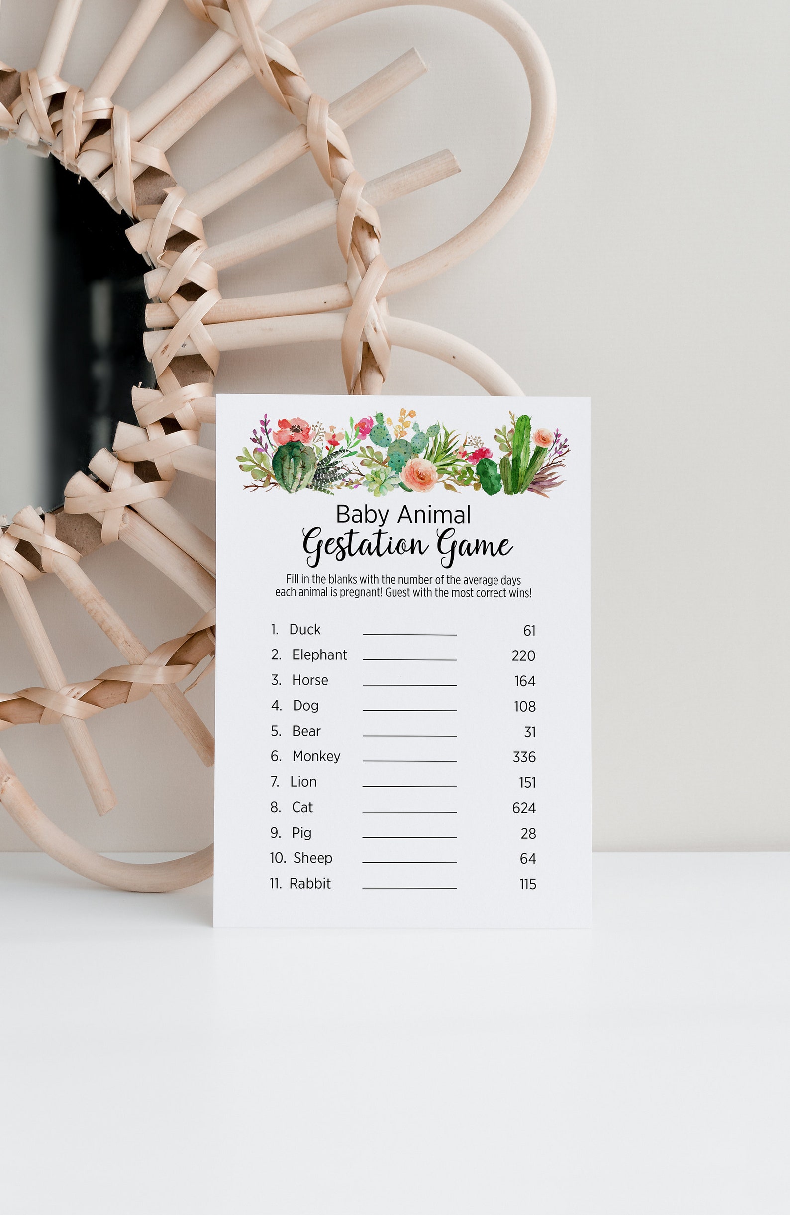 Baby Animal Gestation Game Answers Included Printable Etsy baby-animal-gestation-game-answers-included-printable-etsy