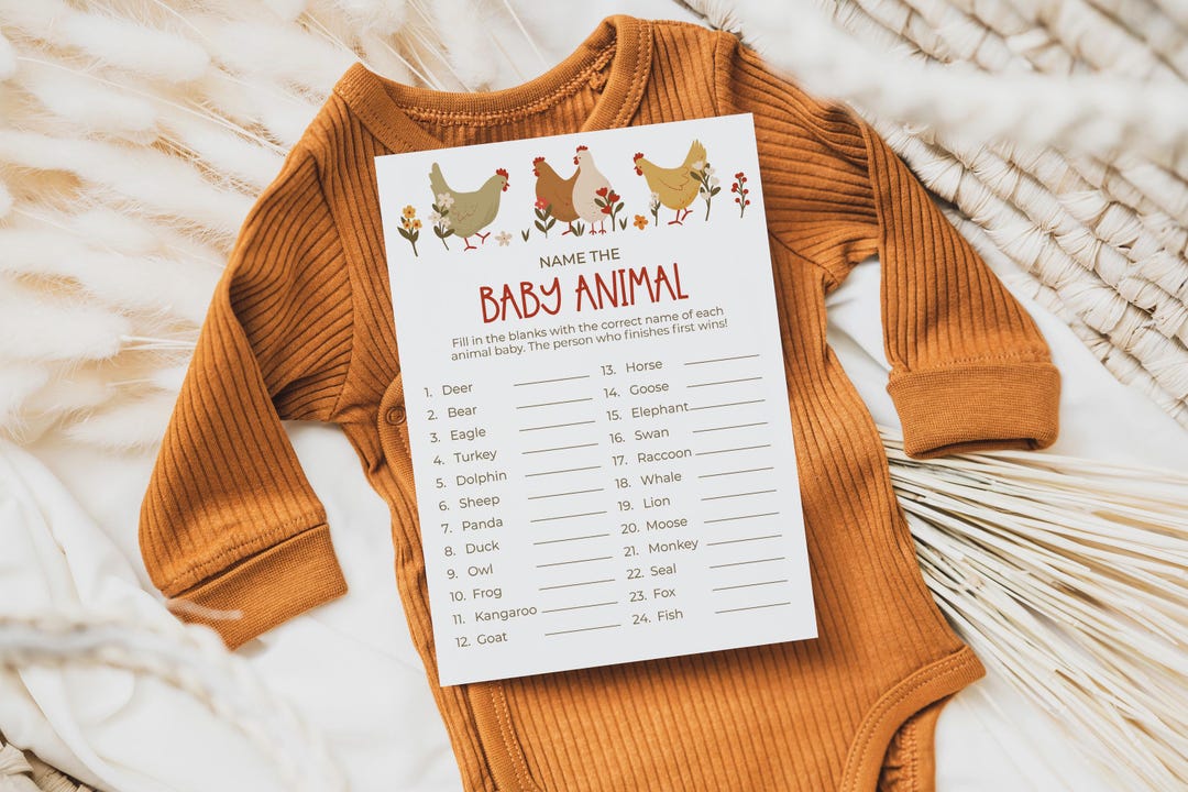 Chicken Name the Baby Animal Game, Instant Download Printable, Farm ...