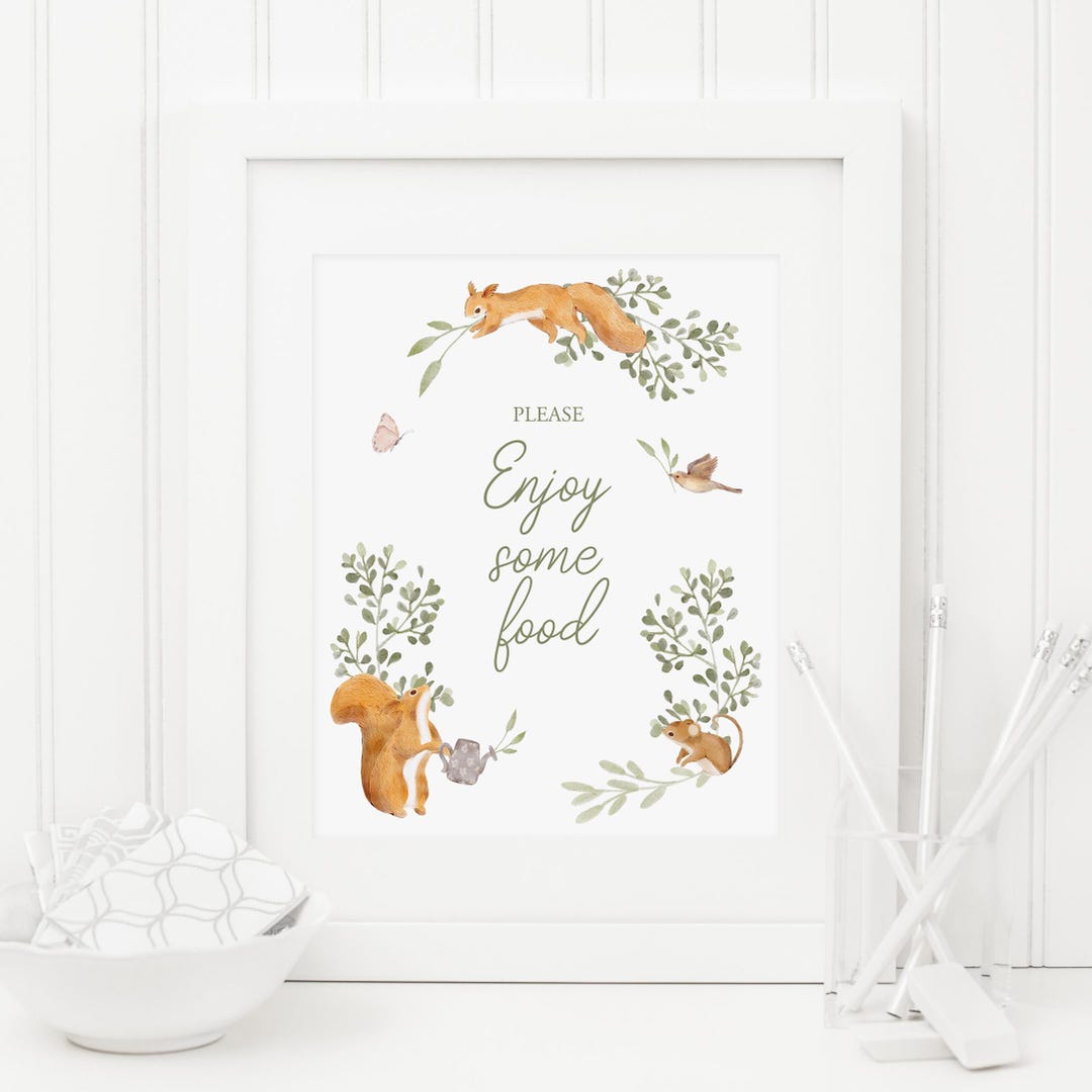 Woodland Baby Shower Food Table Sign, Please Enjoy Some Food Printable ...