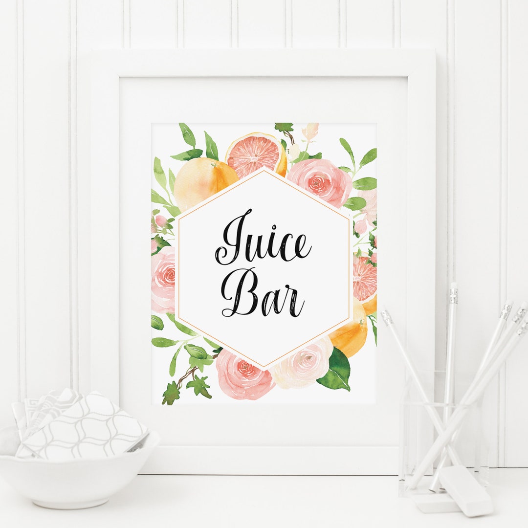 Citrus Juice Bar Sign, Instant Download, Drink Sign, Beverage Sign ...
