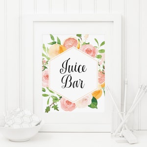 Citrus Juice Bar Sign, Instant Download, Drink Sign, Beverage Sign ...
