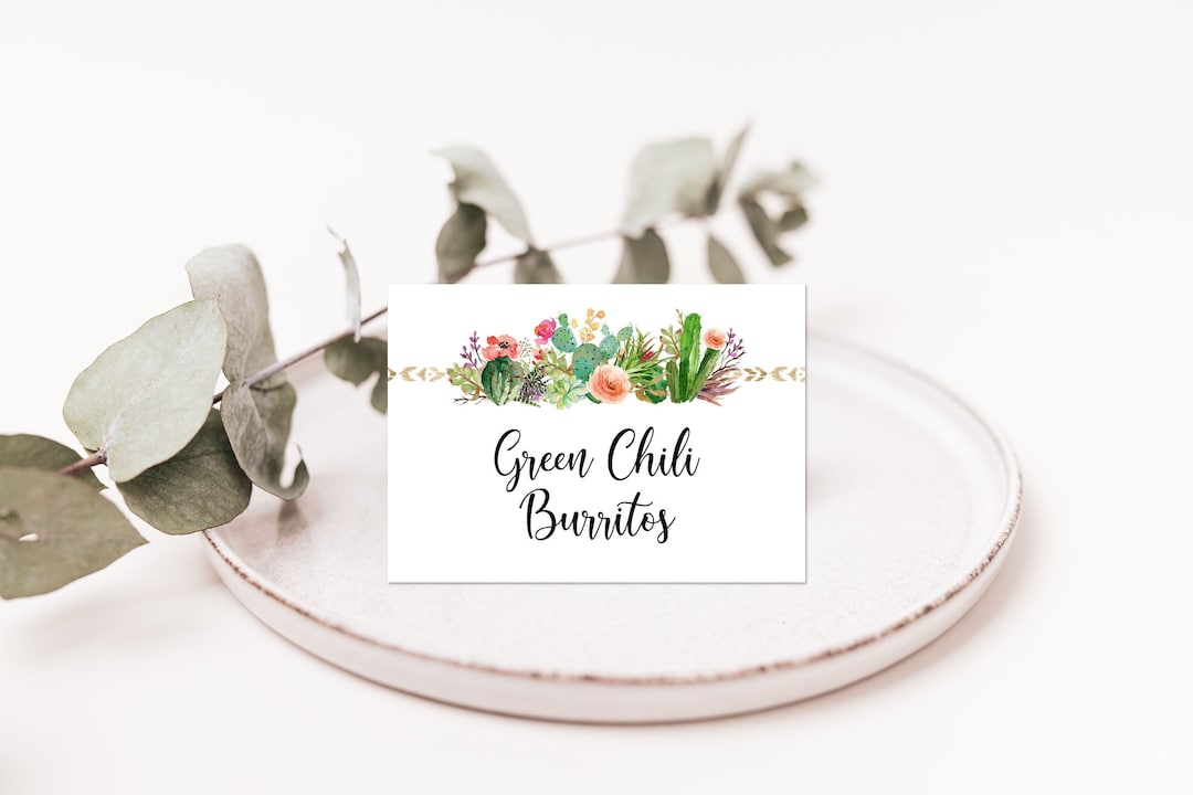 Cactus Food Tent Table Tent Fiesta Bridal Shower Place Card - Etsy