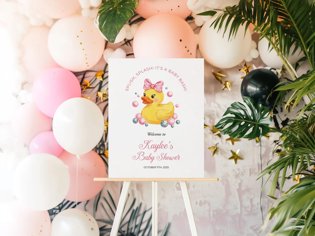 Editable Pink Rubber Duck Welcome Sign Template, 24x30, Rubber Ducky ...