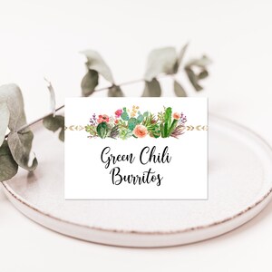 Cactus Food Tent Table Tent Fiesta Bridal Shower Place Card - Etsy