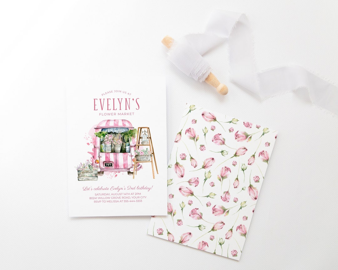 Flower Market Birthday Party Invitation, Farmer's Market Birthday ...