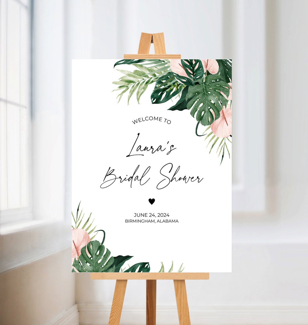 Tropical Jungle Welcome Sign, 18x24, Baby Shower Welcome Poster, Bridal ...