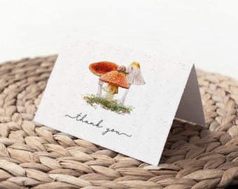 Woodland Mushroom Thank You Card Printed Baby Shower Thank - Etsy