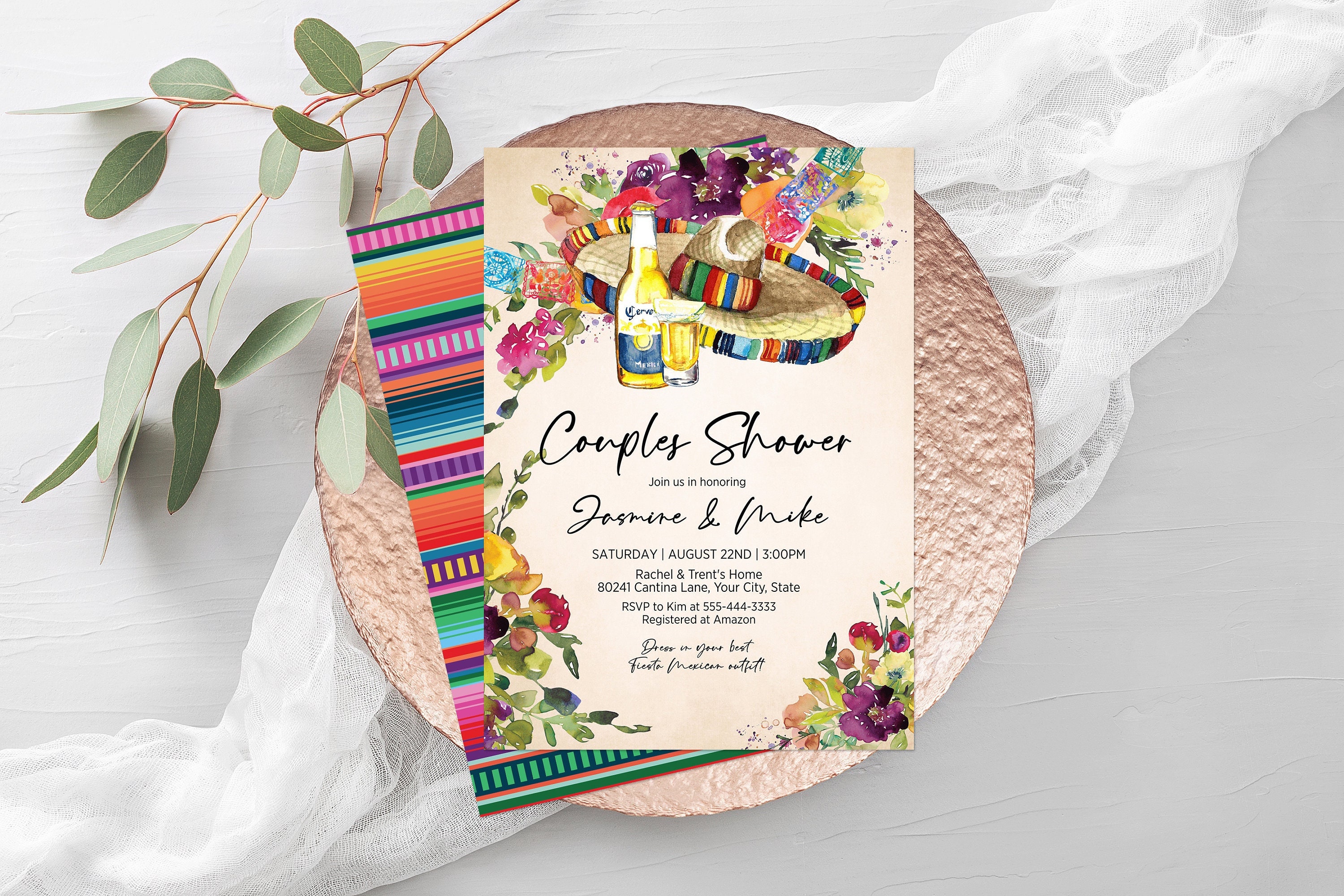 Fiesta Couples Shower Invitation, Editable Template, Mexican Bridal ...