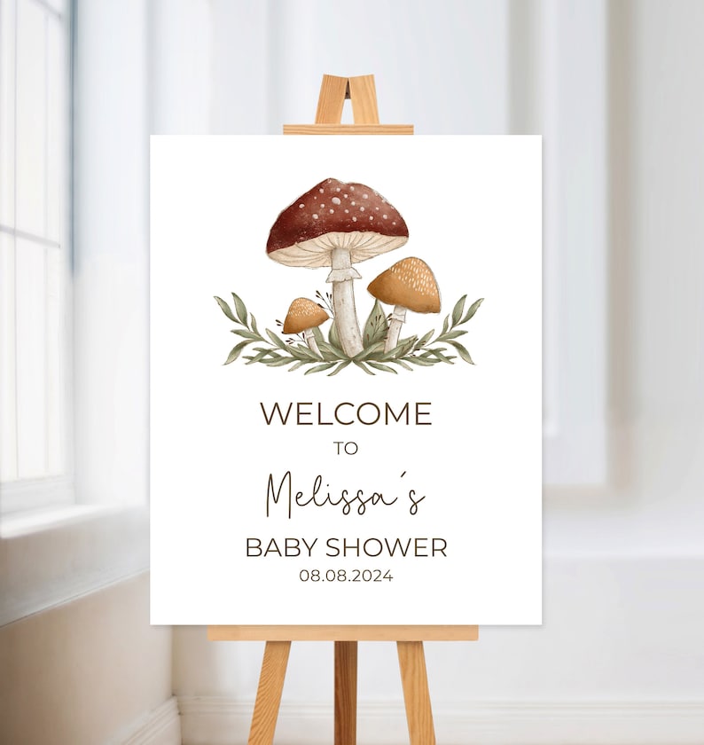 Mushroom Welcome Sign, 24x30, Welcome Poster, Woodland Baby Shower ...