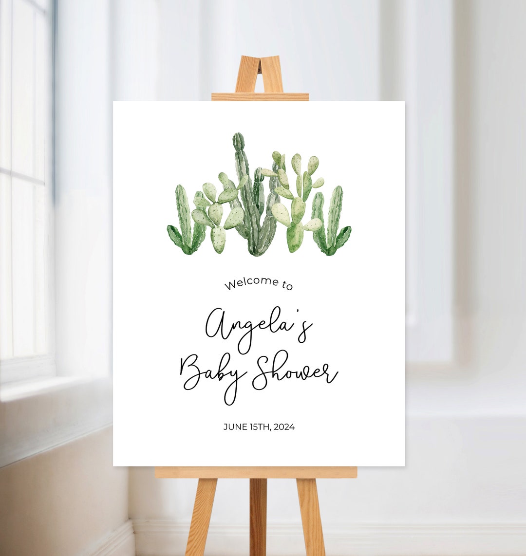 Cactus Welcome Sign, 16x20 Succulent Baby Shower Decoration, Welcome ...