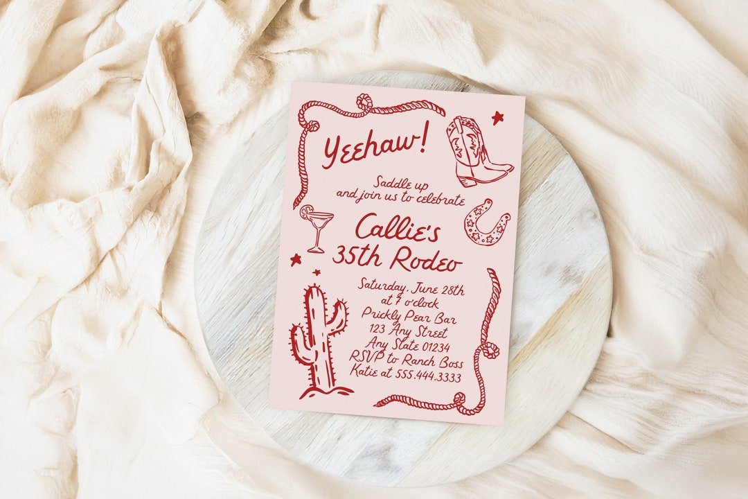 Cowgirl Rodeo Birthday Party Invitation, Quirky Southwestern Ranch ...