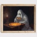 Ghost Eating Pizza Painting, Cute Ghost Printable Art, Halloween Home ...