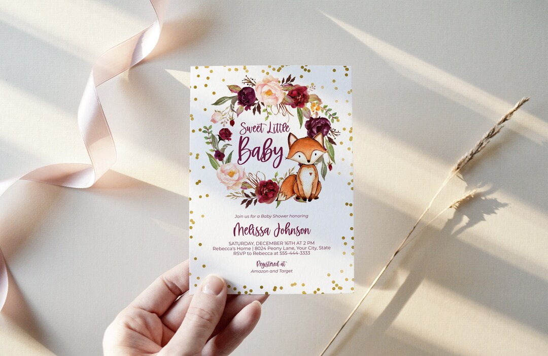 Editable Sweet Little Baby Shower Invitation Marsala Floral - Etsy