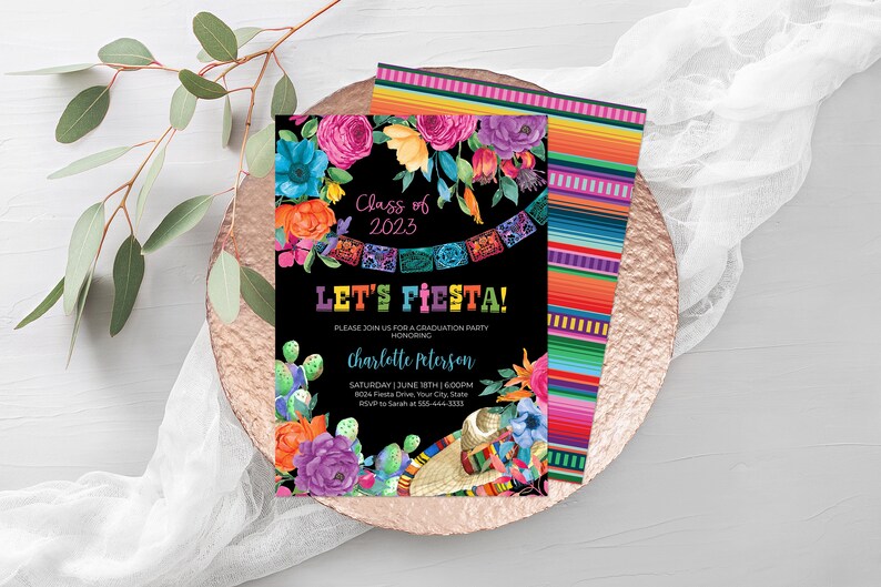 Fiesta Graduation Party Invitation Mexican Graduation Invite - Etsy