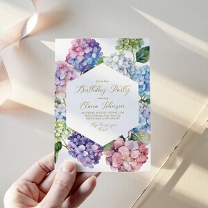 Hydrangea Birthday Party Invitation, Cottagecore Birthday Invite ...