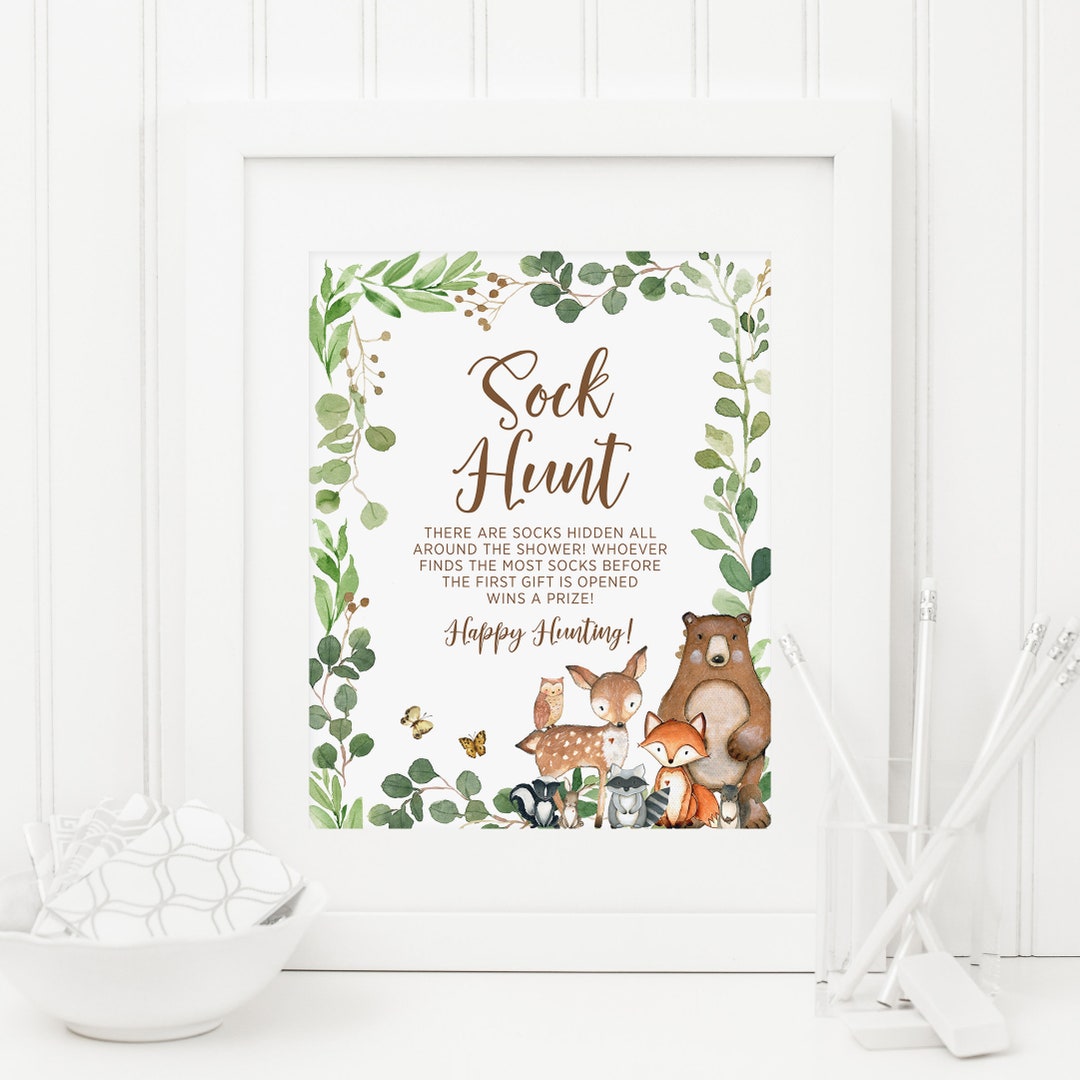 Woodland Sock Hunt Sign, Instant Download, Find the Socks, Scavenger ...