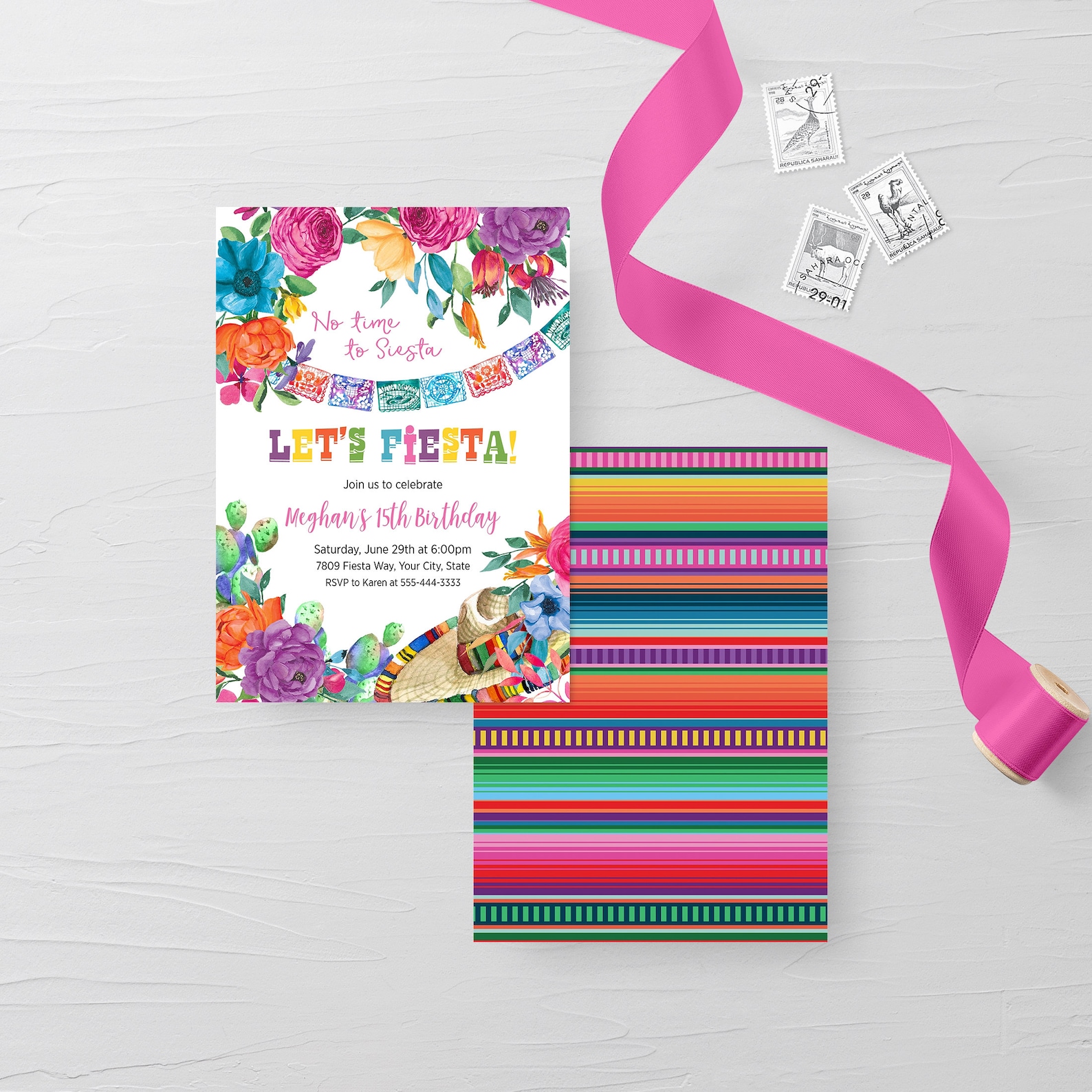 Fiesta Birthday Party Invitation Editable Template Lets | Etsy