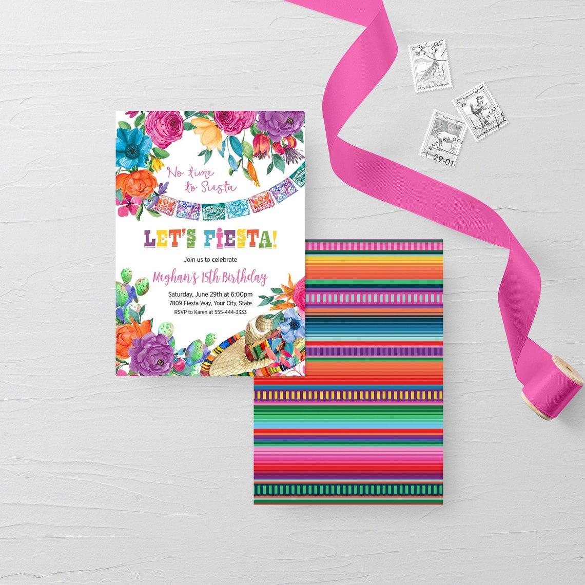 Fiesta Birthday Party Invitation Editable Template Lets | Etsy