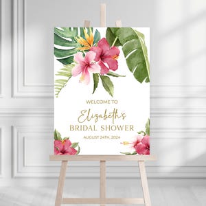 Tropical Floral Welcome Sign, 18x24, Welcome Poster, Bridal Shower ...