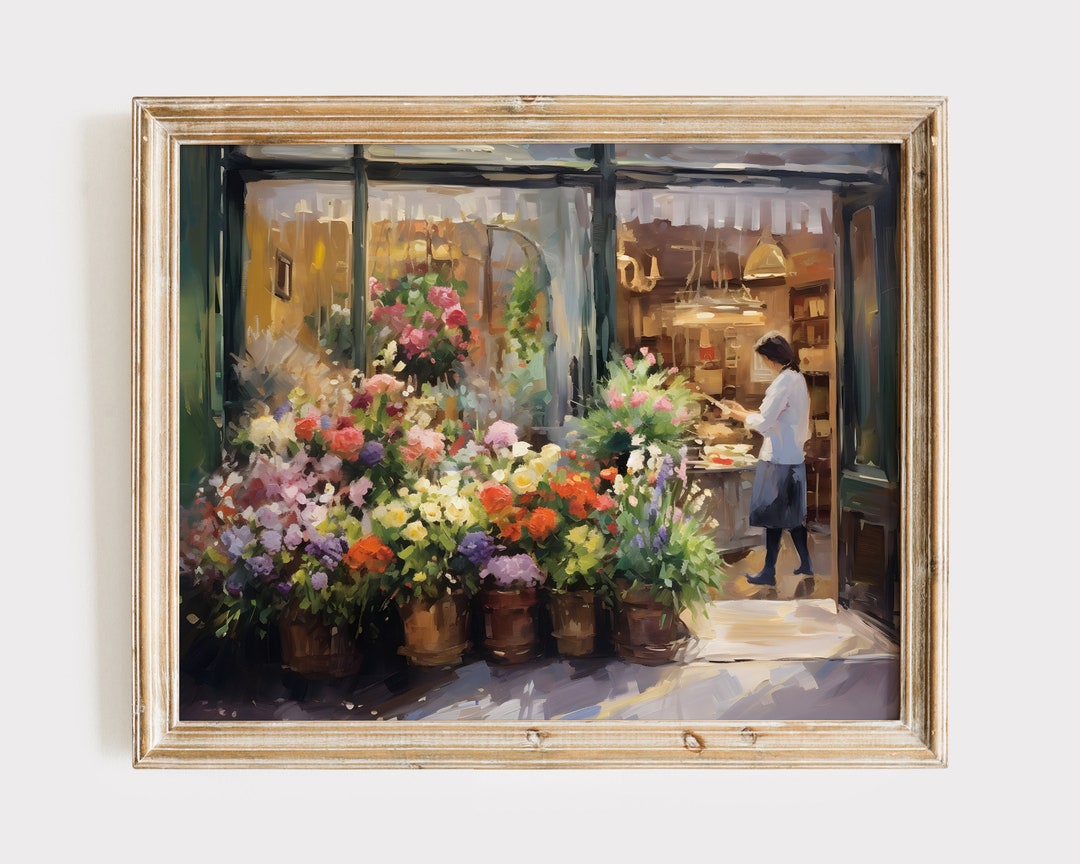 French Flower Shop Oil Painting, Retro Abstract Print, Girly Apartment ...
