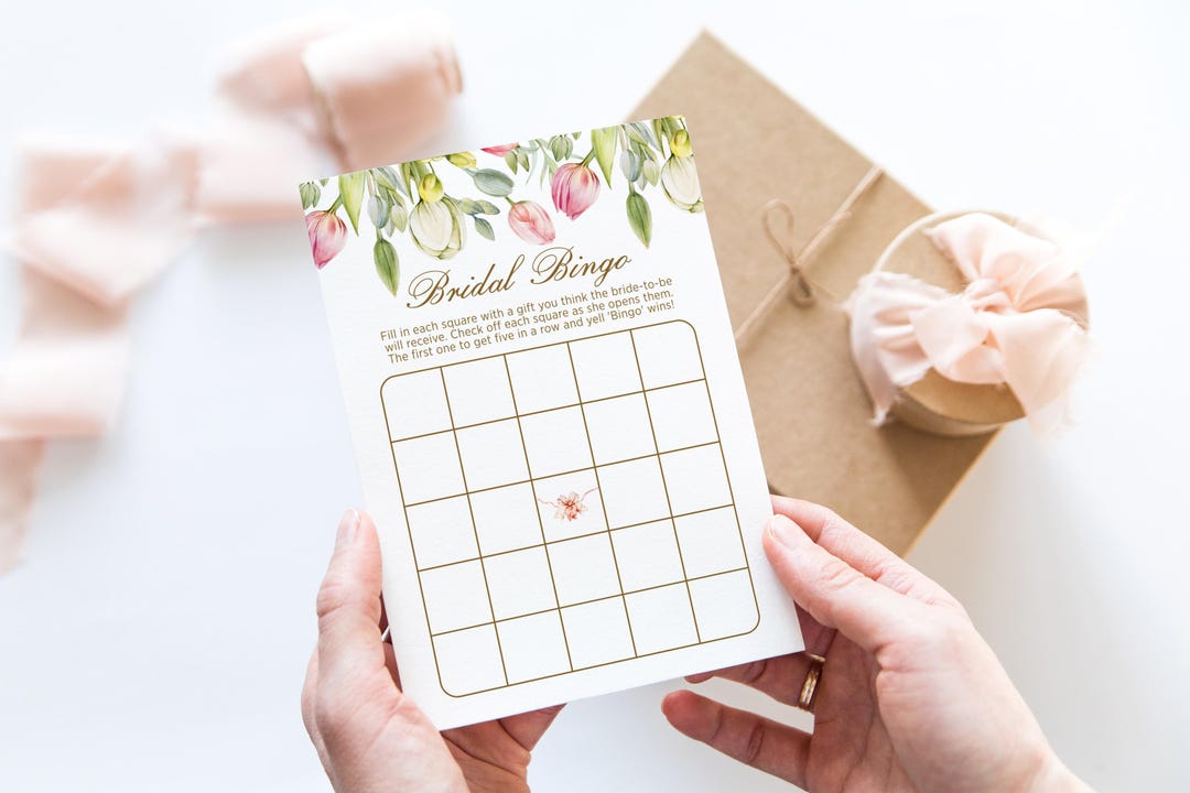 Tulip Bridal Bingo Game Template, Bingo Card, Spring Floral Bridal ...