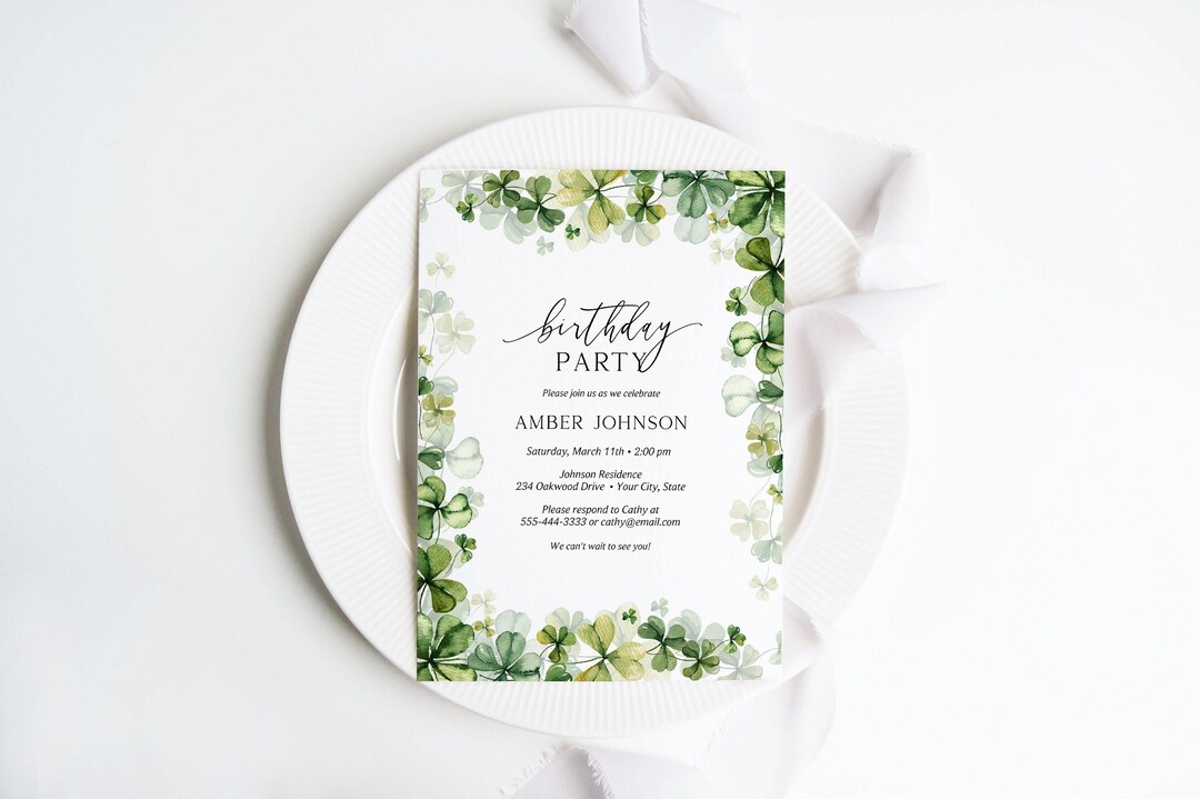 Irish Birthday Party Invitation, St. Patrick's Day Birthday Party ...