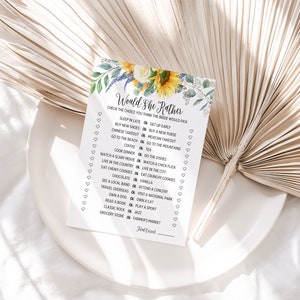 Sunflower and Rose Would She Rather Game, Country Floral Bridal Rather ...