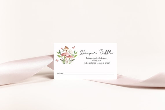 Pink Mushroom Diaper Raffle Ticket Invitation Insert Card | Etsy