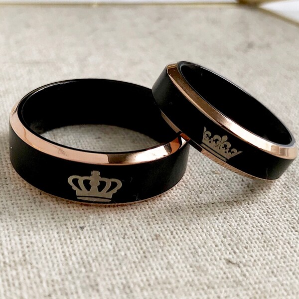 Gold and Black Couple Ring - Etsy