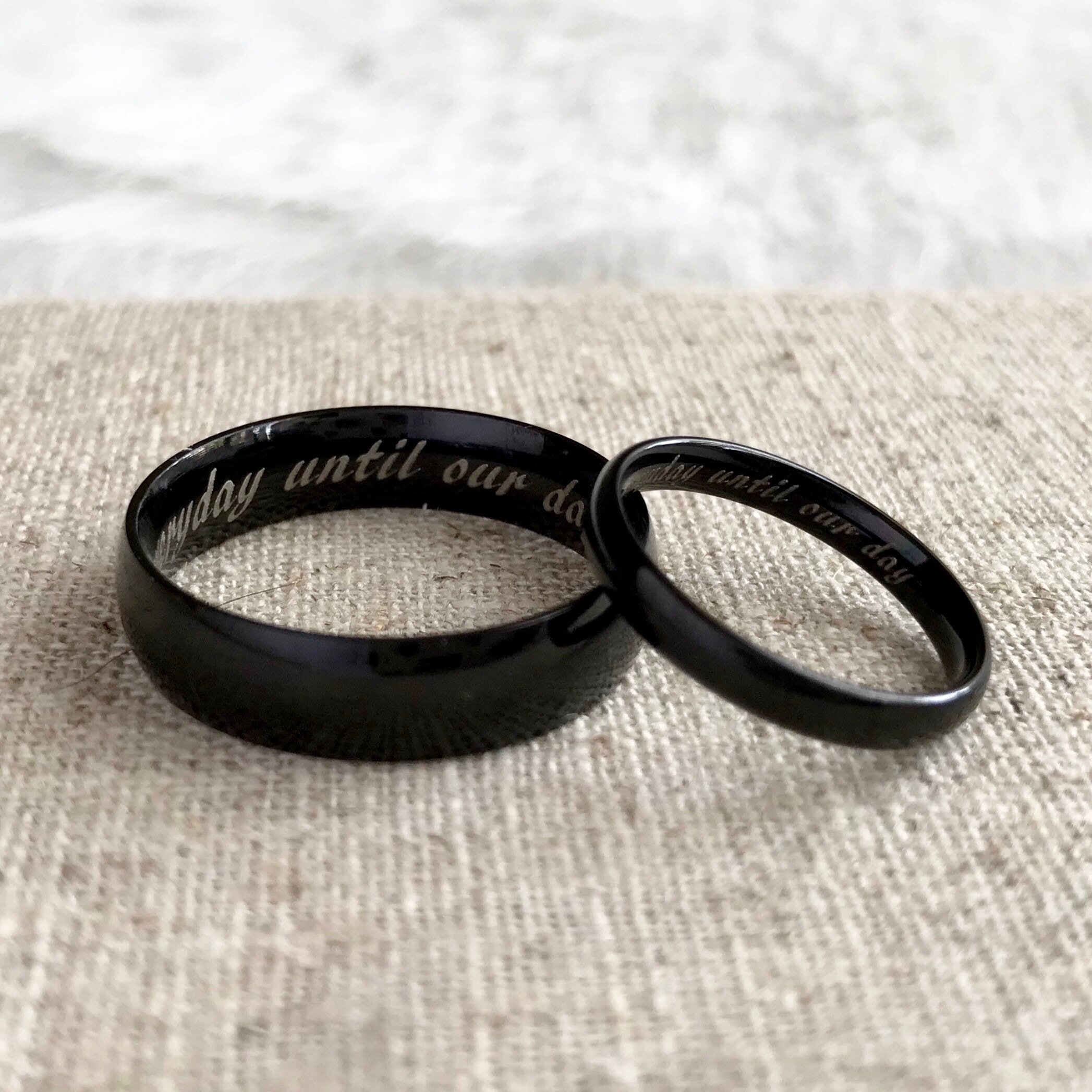 6mm/3mm Personalized His and Hers Tungsten Rings Couple - Etsy UK