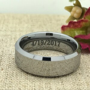 8mm Personalized Tungsten Ring, Custom Promise Ring for Him, Couple ...