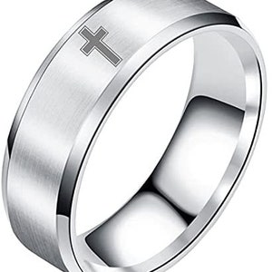 Cross Ring Cross Tungsten Wedding Ring, Brushed Finish Comfort Fit ...