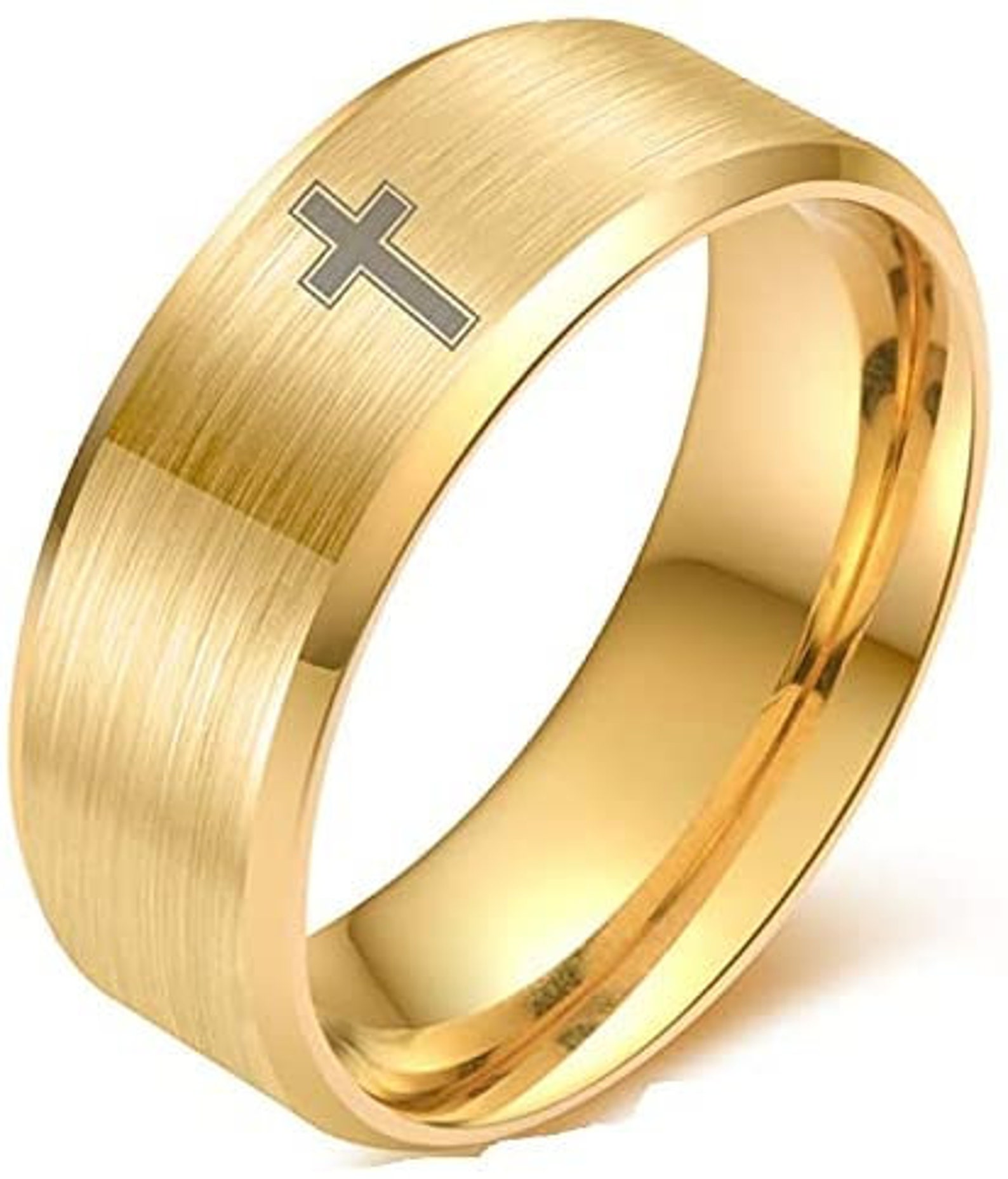 Cross Ring Cross Tungsten Wedding Ring Brushed Finish Comfort - Etsy