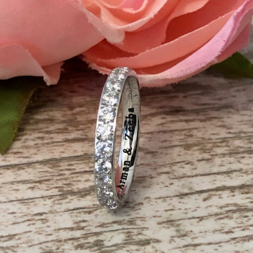 3mm Eternity Cz Titanium Ring Personalized Titanium Eternity - Etsy