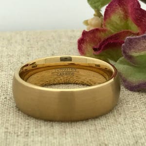 8mm Tungsten Wedding Ring, Personalized Yellow Gold Plated Tungsten ...