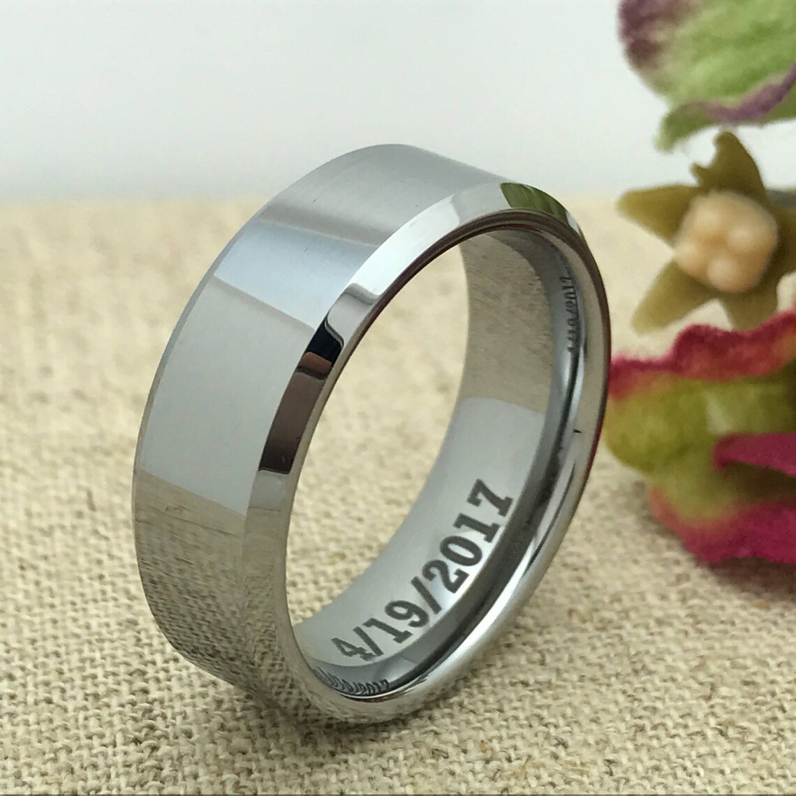 8mm Personalized Tungsten Ring Custom Promise Ring for Him - Etsy