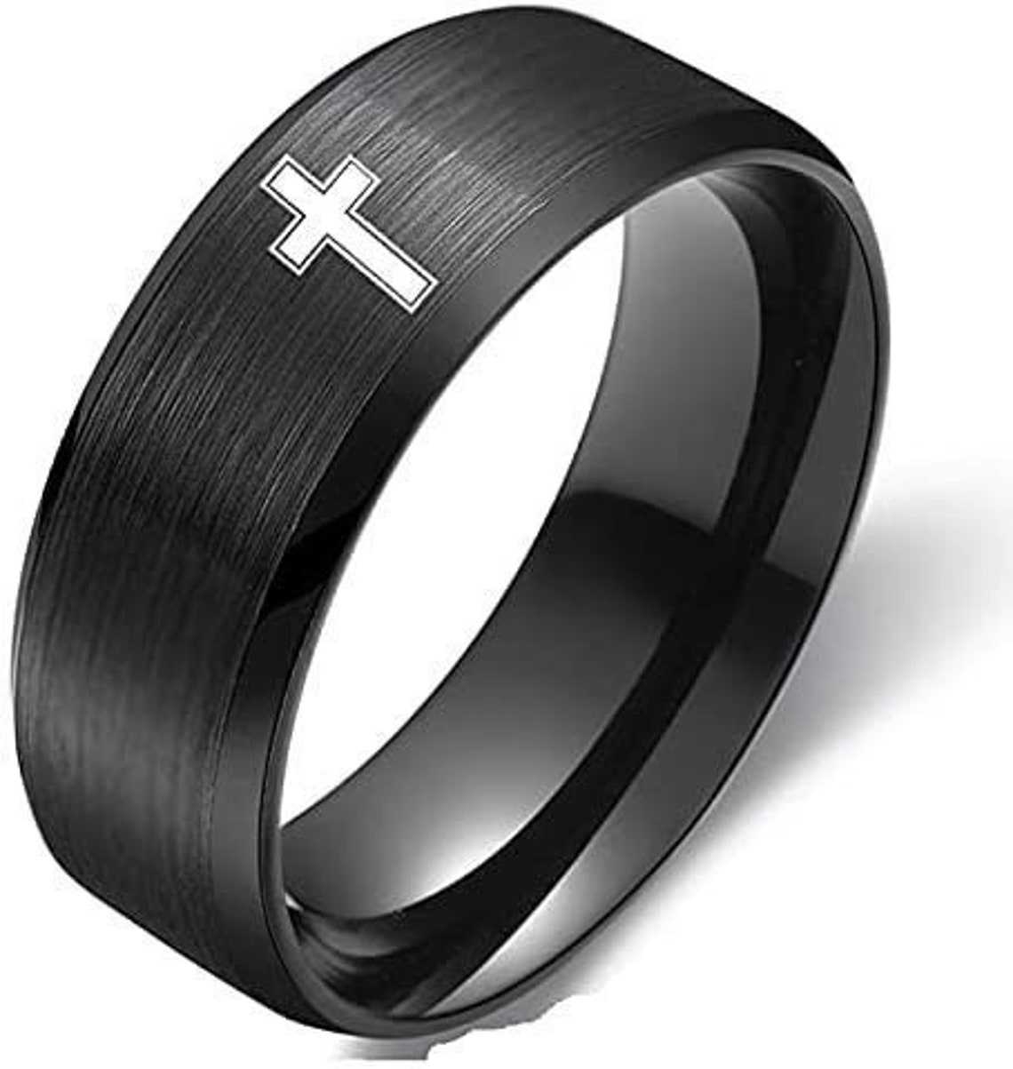 Cross Ring Cross Tungsten Wedding Ring Brushed Finish Comfort - Etsy