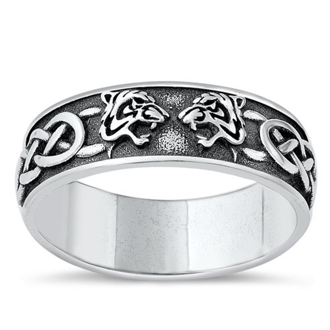 Tiger Ring, Celtic Lion Ring Sterling Silver Wedding Ring, Personalized ...