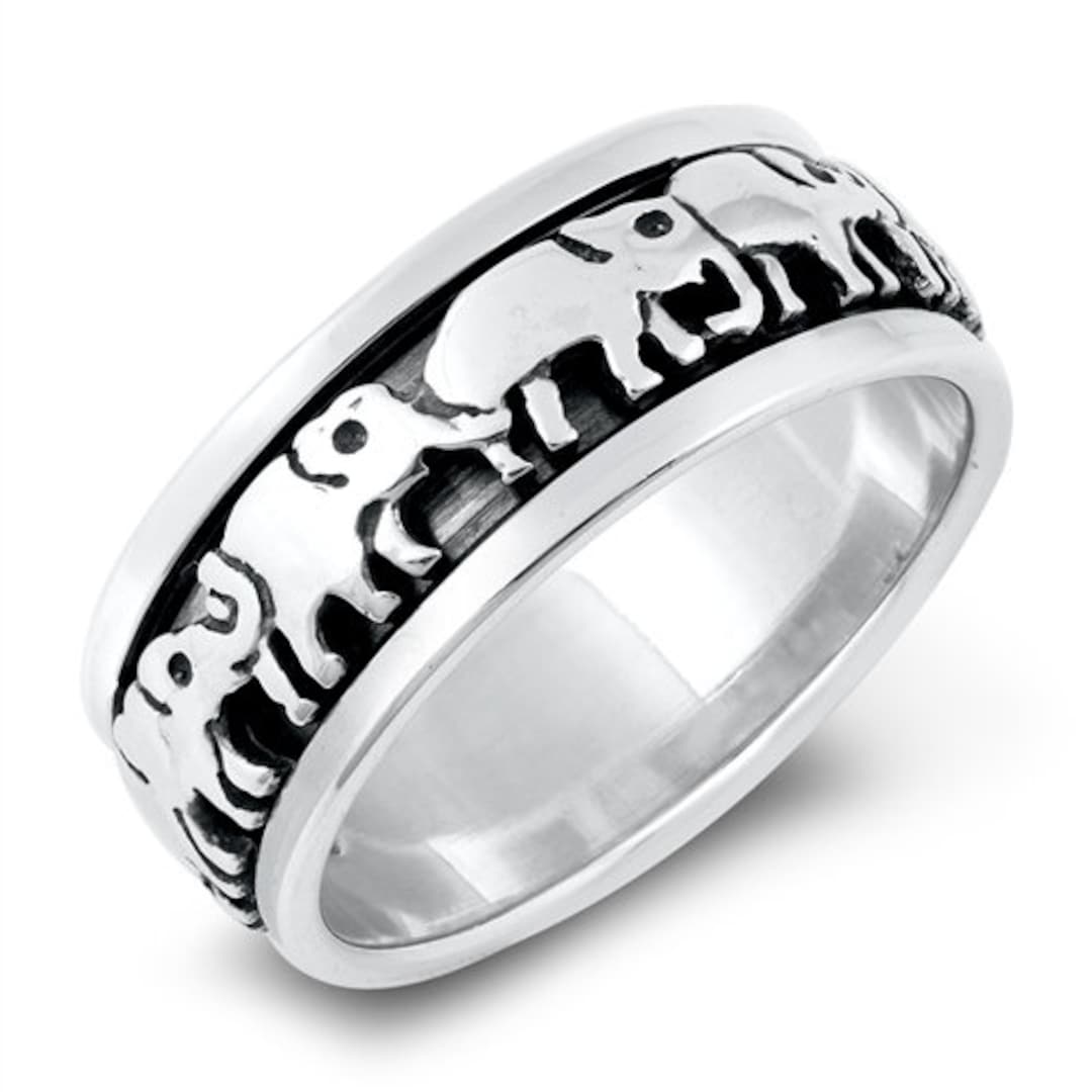 8mm Elephant Ring Sterling Silver Wedding Ring Personalized - Etsy